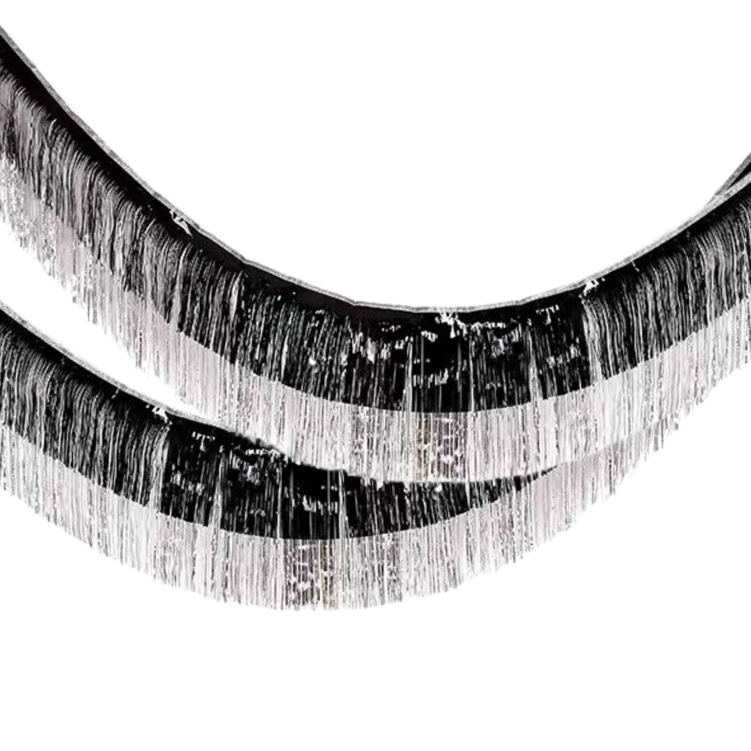 Black & Silver Tinsel Fringe Garland