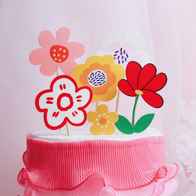 Spring Flower Cake Toppers (set of 6)